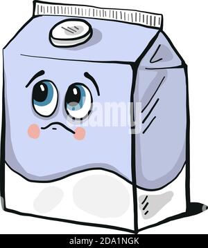 Glass of milk cartoon character with sad expression. Vector ...