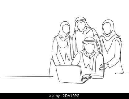 Illustration of arab businessman team members partner connect lightbulb ...