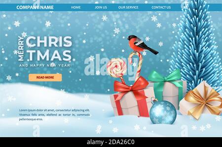 Merry Christmas landing page web design template for festive online ...