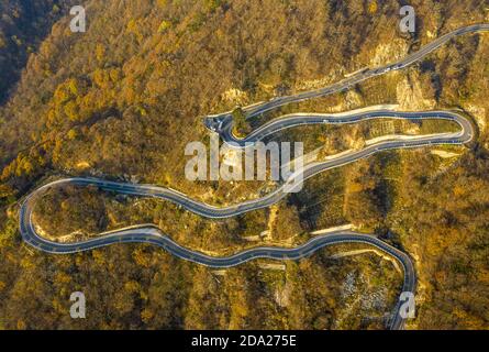 Luan, China. 08th Nov, 2020. The road like a ribbon in the colorful ...