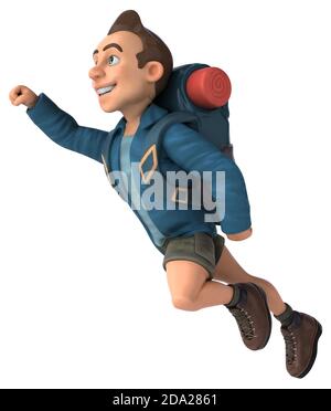 Fun illustration of a 3D cartoon backpacker Stock Photo - Alamy