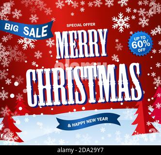Christmas sale web banner vector template. Traditional holiday shopping ...