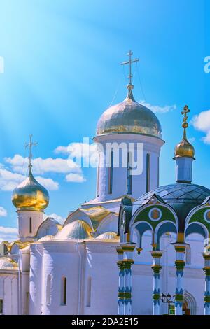 Ancient churches of the Holy Trinity Sergius Lavra on January afternoon ...