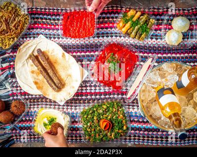 Lebanese Arabic Picnic with Cold Beers Stock Photo - Alamy
