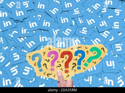 Linkedin Question Mark, Social Media Background Stock Photo - Alamy