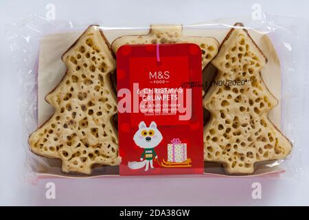Packet of M&S 6 Christmas Crumpets, light & fluffy Christmas tree ...