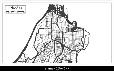 Rhodes Greece City Map in Retro Style. Outline Map. Vector Illustration ...