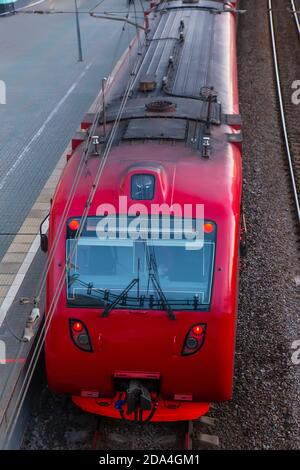 Aerial view of electric locomotive at freight depot Stock Photo - Alamy