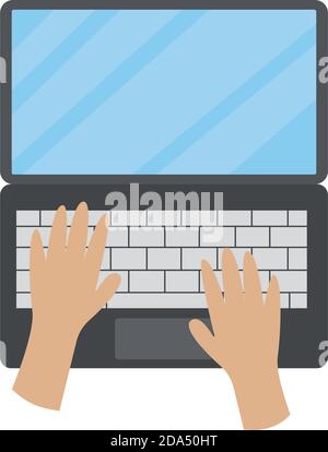 Isolated computer activities home with hands icon- Vector Stock Vector ...