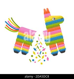 Pinata broken isolated. Traditional mexican donkey toy with sweets ...