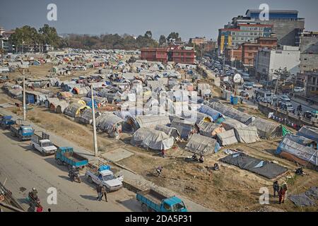 Earthquake. Refugee Camp. Nepal Stock Photo - Alamy