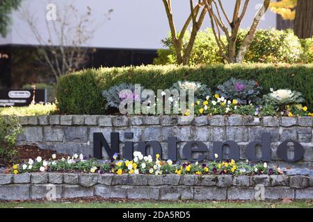 Nintendo sign of America's Corporate headquarters office, next to ...