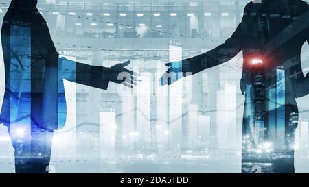 Business candle stick graph chart. Young businessman in office Stock ...