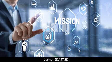 Mission concept. Finacial success chart concept on virtual screen ...