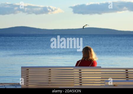 Calm time concept. Beauty peaceful panorama summer sunshine landscape ...