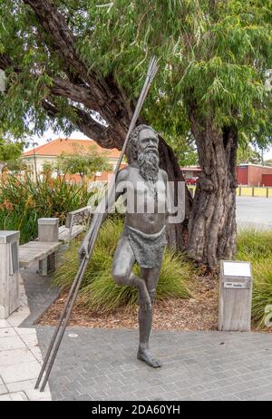 Bronze sculpture of male indigenous (aboriginal) figure at King Square ...