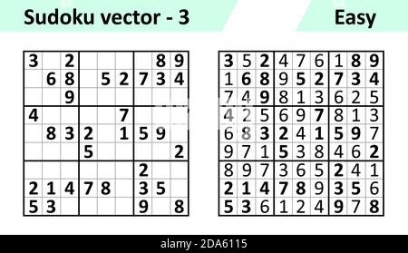 Sudoku game with answers. Easy complexity. Simple vector Stock Vector Image & Art - Alamy
