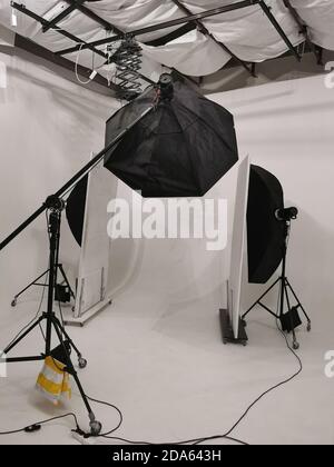 Large photostudio with lighting equipment Stock Photo - Alamy
