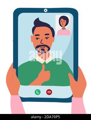 Incoming call on smartphone screen. Flat design vector illustration ...
