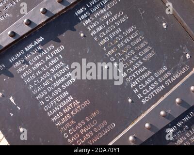 Spirit of Barrow sculpture by Wendy Taylor showing the names of ships ...