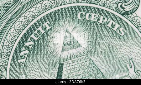 Eye of Providence on the reverse side of the United States one-dollar ...