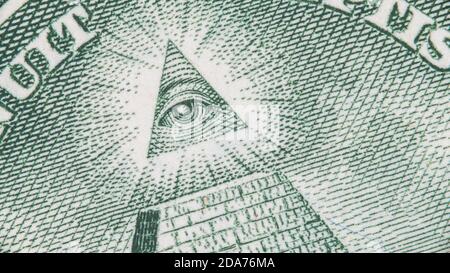 Eye of Providence on the reverse side of the United States one-dollar ...