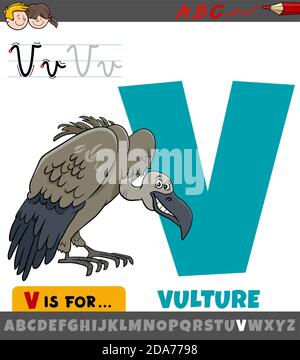 Letter V is for vulture. ABC game for kids. Alphabet coloring page ...