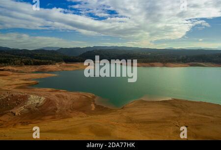 Aerial view of the marsh of Sau in Spain. Bird's eye images Stock Photo ...