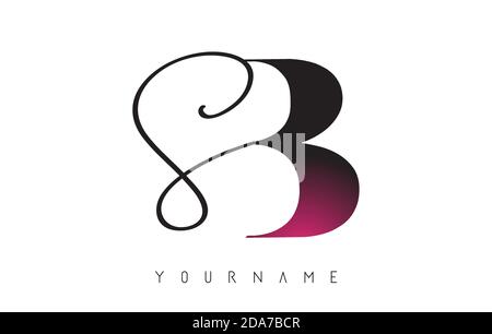 Pink SB Brush Stroke Letter Logo Design. Pink Paint Logo Leters Icon ...