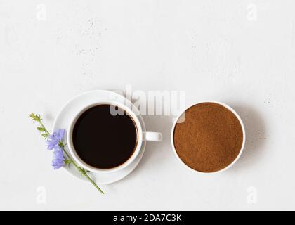 Flat lay a cup of fresh useful green matcha latte coffee on a white ...
