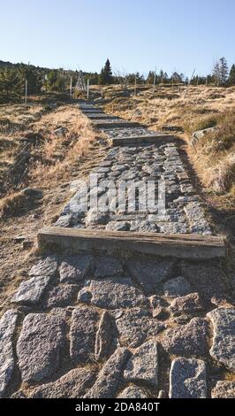 Steep mountain path upward, color toning applied Stock Photo - Alamy