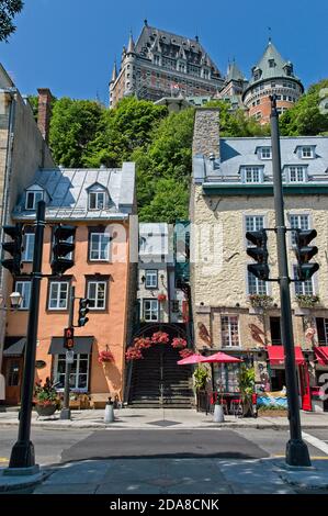 Street scenes in old Quebec City, displaying the historic architecture ...