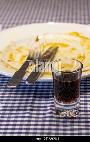 Symbol image Myth, schnapps, digestif, alcohol after a meal is good for ...