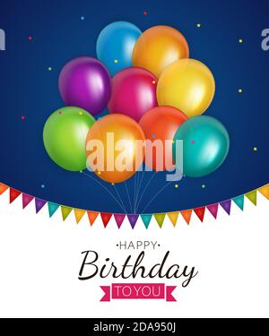 Color Glossy Balloons Happy Birthday Background Illustration Stock ...