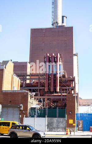 View of Con Ed steam chimney stack / vent in New York with the Empire ...