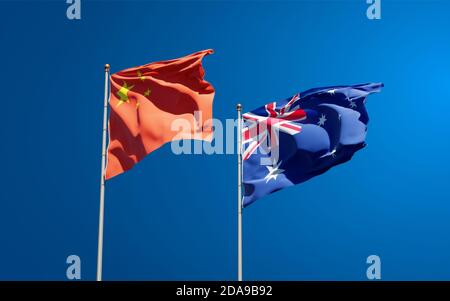 China and Australia flags together. Australia and China relations ...