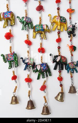 A closeup of colorful wind bells Stock Photo - Alamy