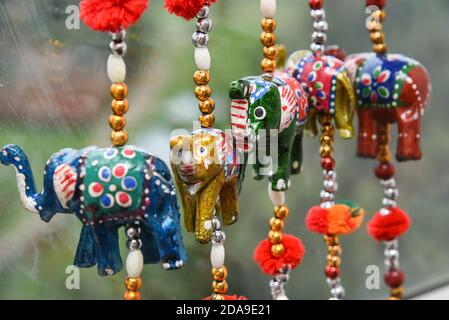 Beautiful colorful handmade wind chimes with bells, decorated toy ...