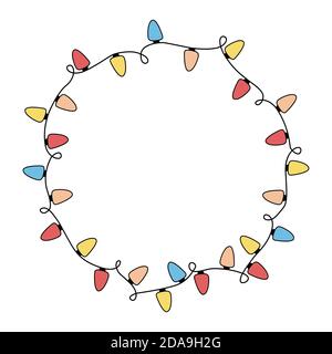Round frame Christmas lights bulbs. Greeting card Stock Vector Image ...