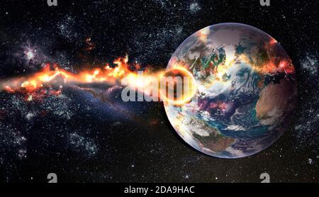 Comet colliding with earth Stock Photo - Alamy