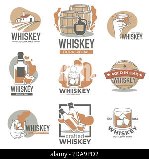 Whiskey production process. Distillation and aging whisky infographics. Structure manufacture ...