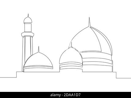 Mosque tower sketch with Ramadan Kareem calligraphy text, traditional ...