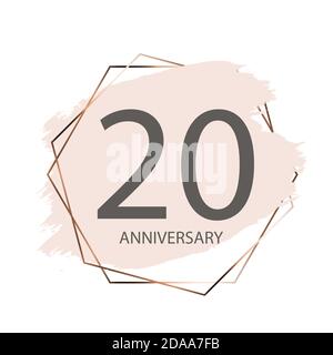 Celebrating 20 Anniversary emblem template design with gold numbers ...