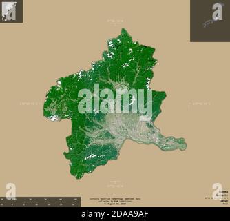 Gunma, prefecture of Japan. High resolution satellite map. Locations ...