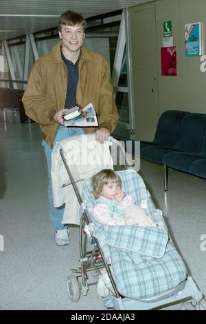Rugby player Rob Andrew wife and daughter at London Heathrow Airport ...