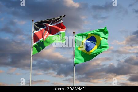 Beautiful national state flags of Kenya and Pakistan together at the ...