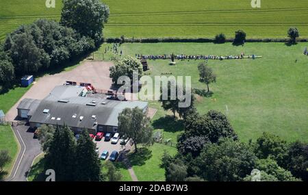 aerial view of Wroxton Primary School on a lovely sunny Sports Day ...