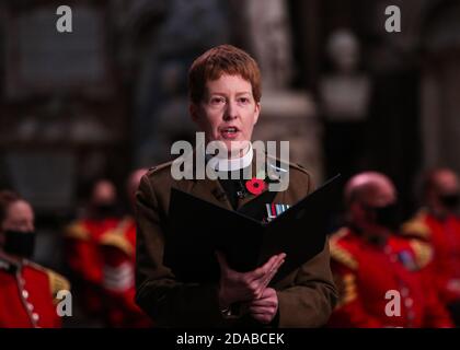 The Reverend Nicola Frail CF, Senior Chaplain, reads from the memoirs ...