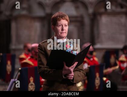 The Reverend Nicola Frail CF, Senior Chaplain, reads from the memoirs ...