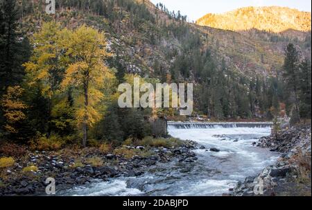 Fall Colors At Tumwater Canyon Dam Stock Photo - Alamy